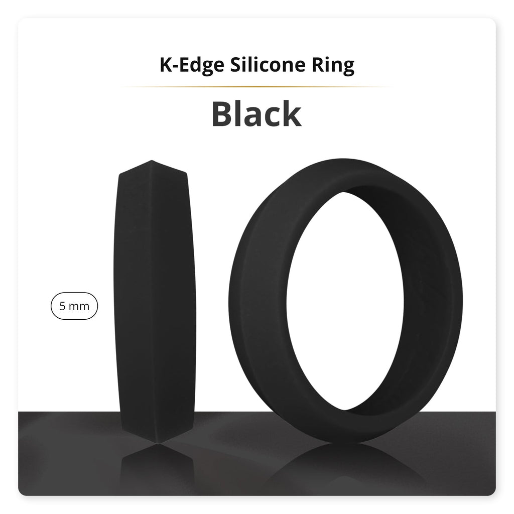 Knot Theory Elegant Black Silicone Wedding Rings For Woman 5mm Bandwidth