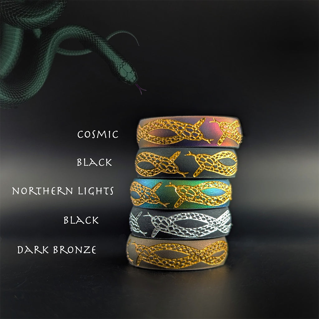 2 Silver Snakes Silicone Ring | Knot Theory