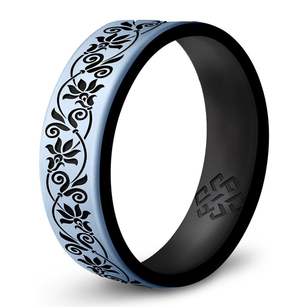 Floral Silicone Ring, Dual Layer Engraved 6mm | Knot Theory
