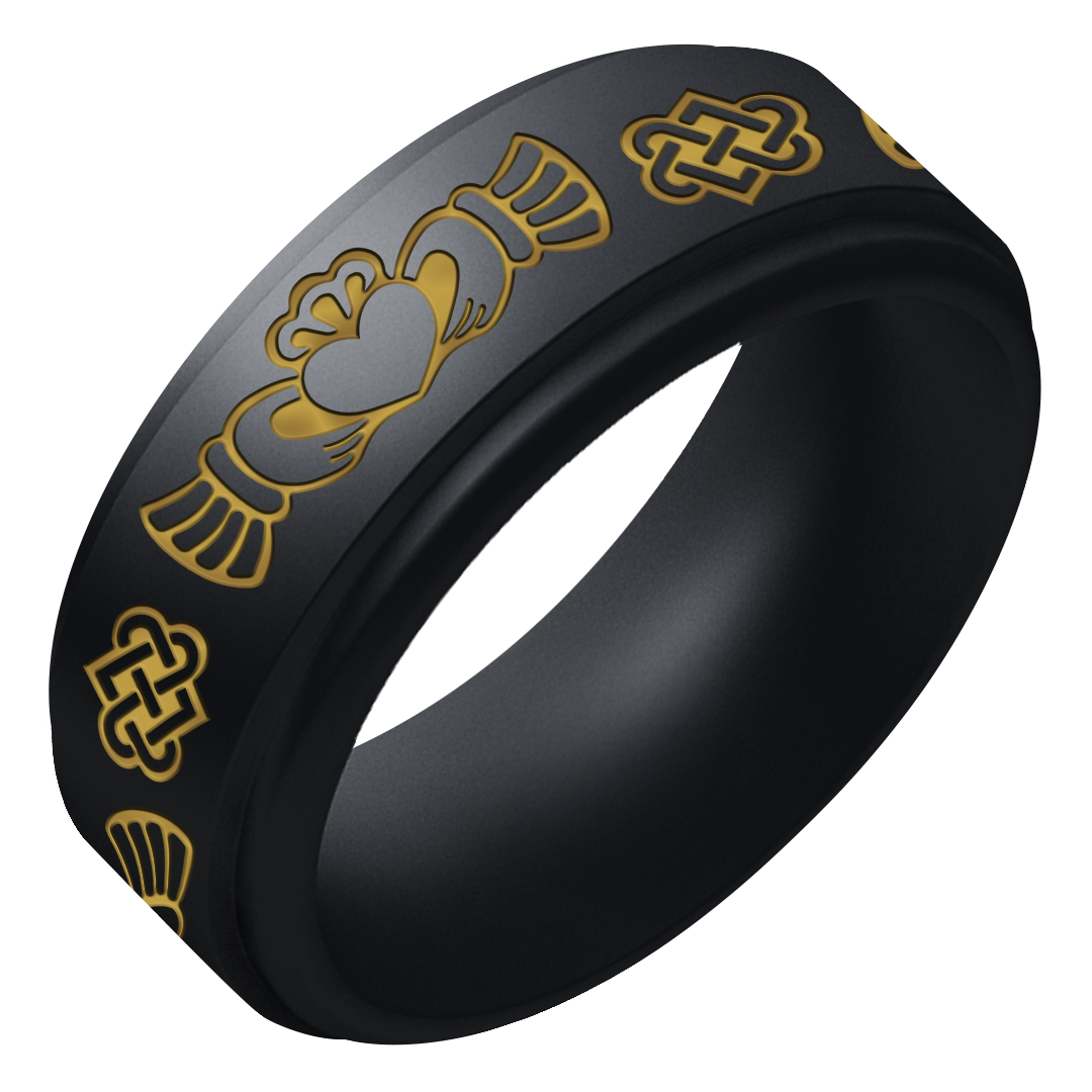 Gold Claddagh Silicone Ring on Rise 8mm
