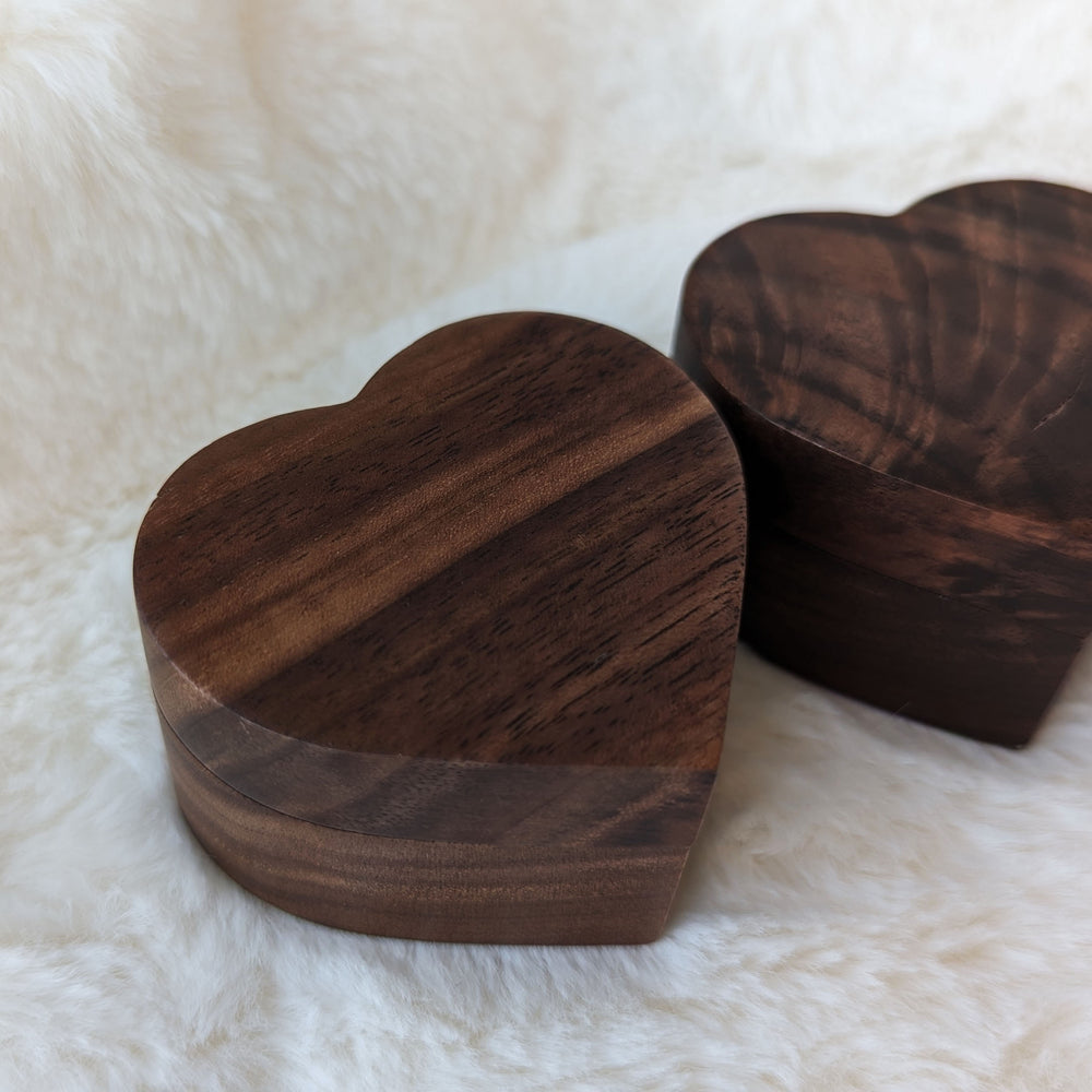 Walnut Wood Heart-Shaped Ring Box - Valentine's Day Gift Special - Lim