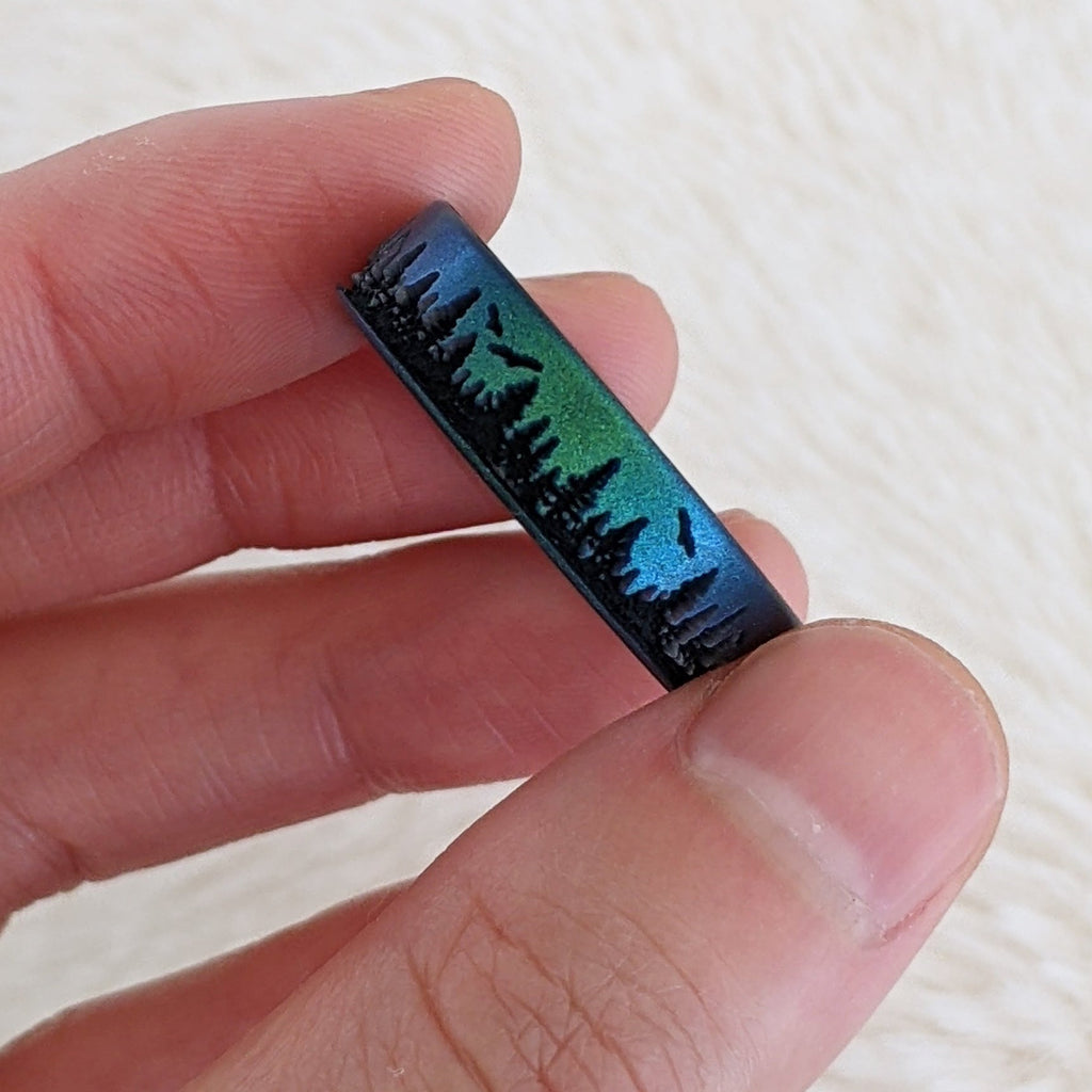 Knot Theory Forest Silicone Ring: Detailed Treescape Wedding Band